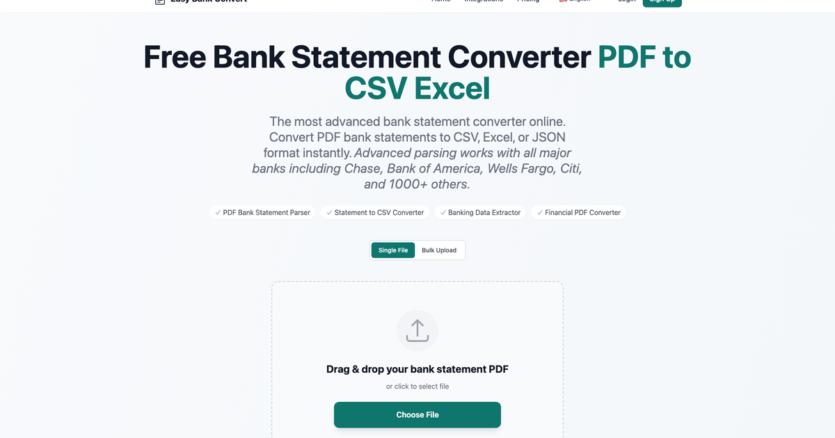 Bank Statement Converter - Convert PDF to CSV Excel | Free Online Tool
